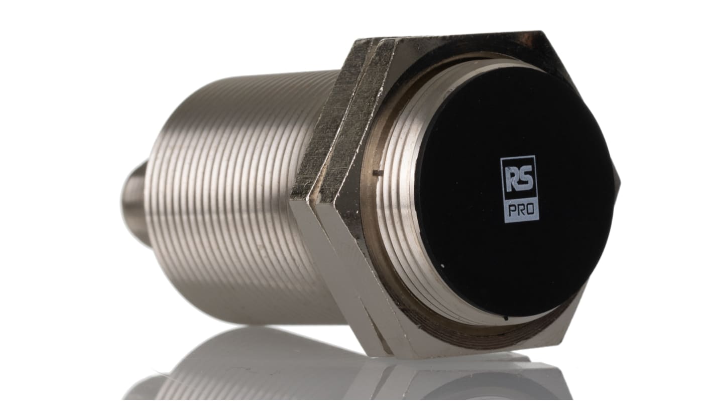 RS PRO Inductive Barrel-Style Proximity Sensor, M30 x 1.5, 10 mm Detection, PNP Output, 10 → 30 ...