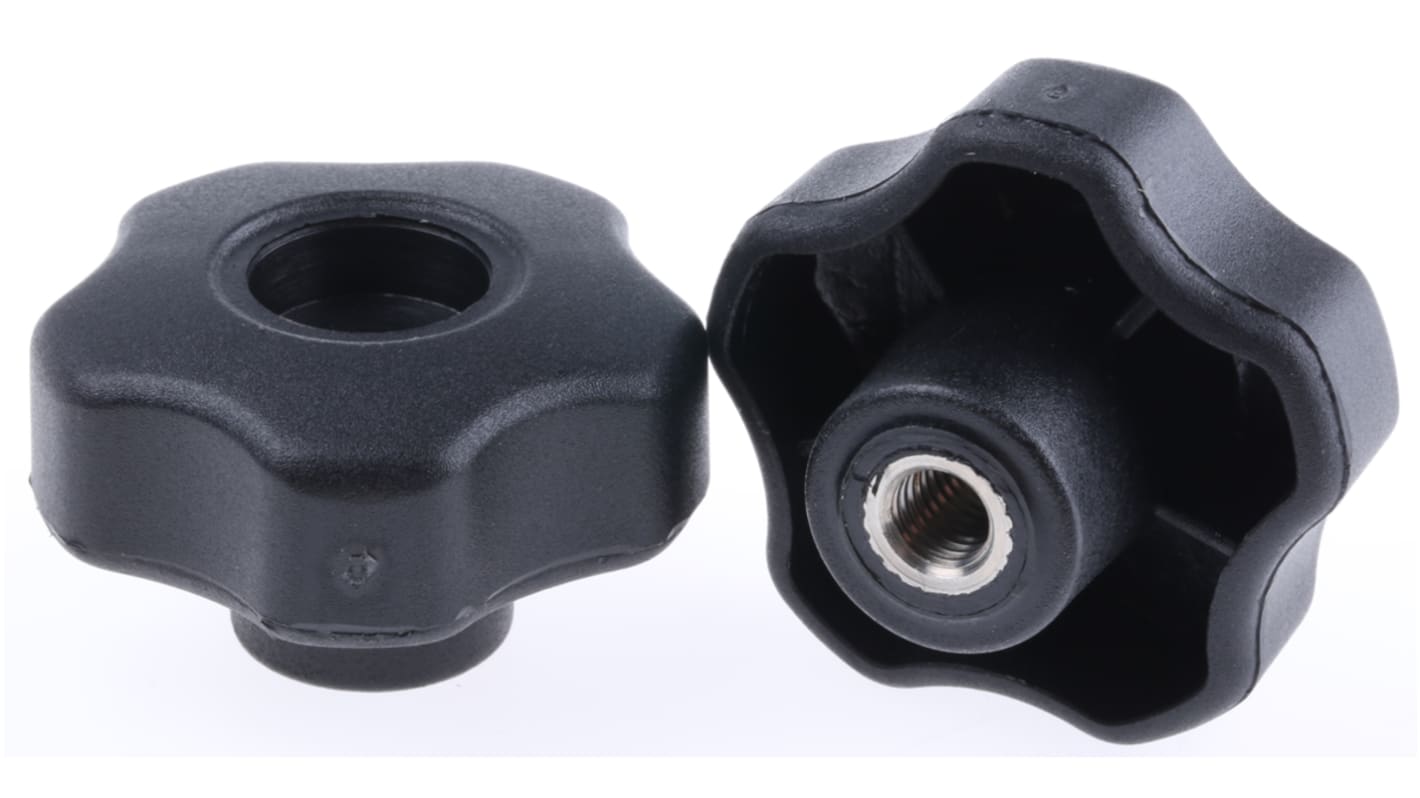 RS PRO Black Multiple Lobes Clamping Knob, M8, Threaded Hole | RS