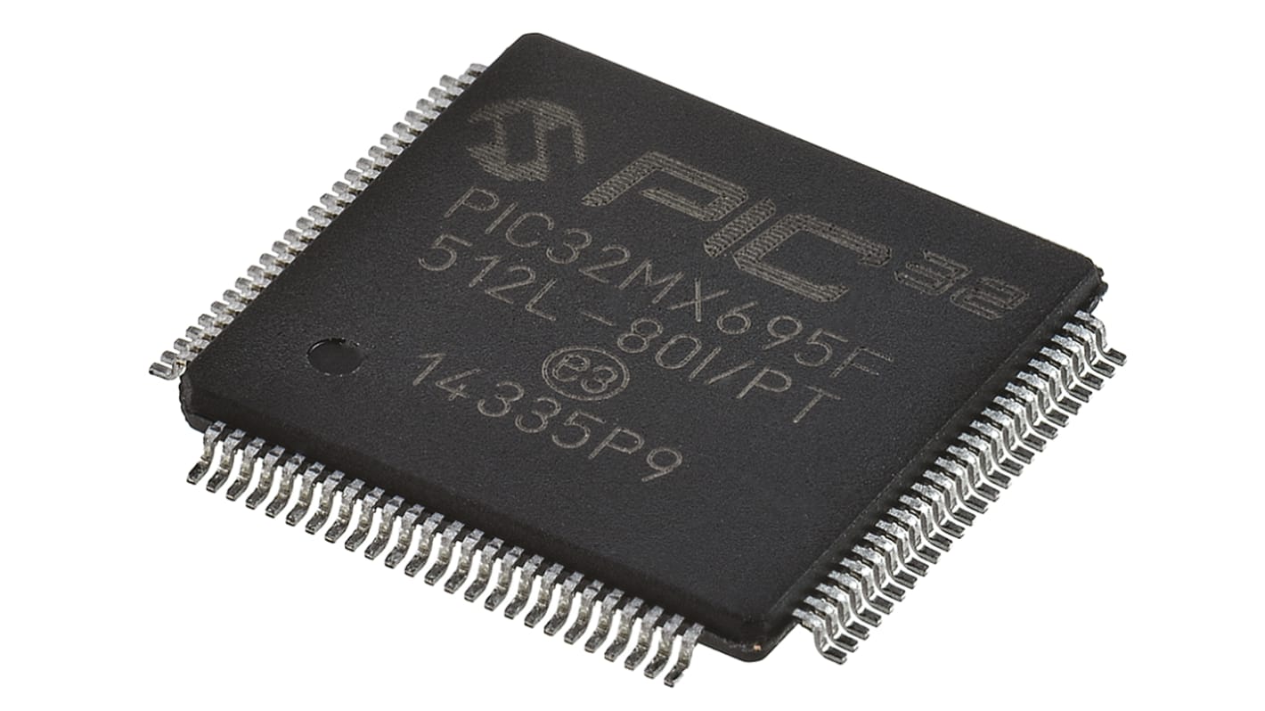 Microchip マイコン, 100-Pin TQFP PIC32MX695F512L-80I/PT | RS