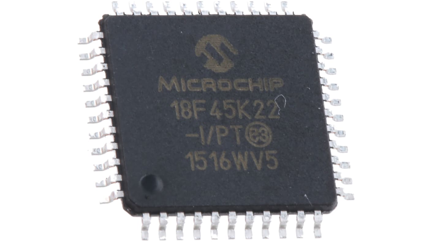 Microchip PIC18F45K22-I/PT, 8bit PIC Microcontroller, PIC18F, 16MHz, 32.768 kB, 256 B Flash, 44 ...