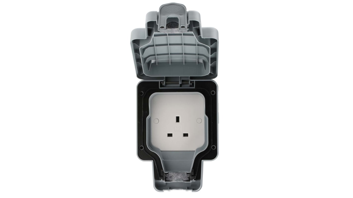 K56480GRY | MK Electric Grey 1 Gang Plug Socket, 2 Poles, 13A, Type G ...