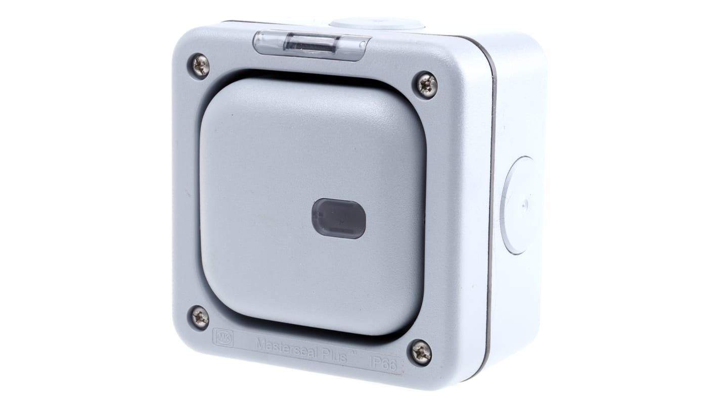 K56421GRY | MK Electric Grey Outdoor Light Switch, 1 Way, 1 Gang ...