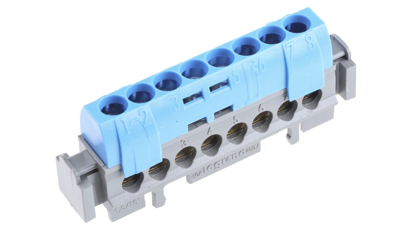 0 048 42 | Legrand Distribution Block, 8 Way, 1.5 → 16mm², 80A, 400 V ...