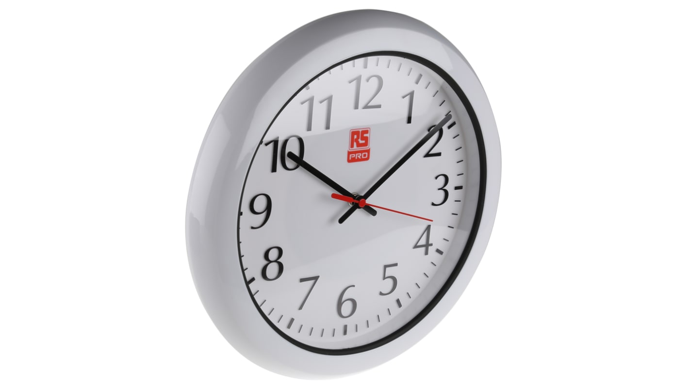 RS PRO White Analog Wall Clock, 300mm Diameter | RS