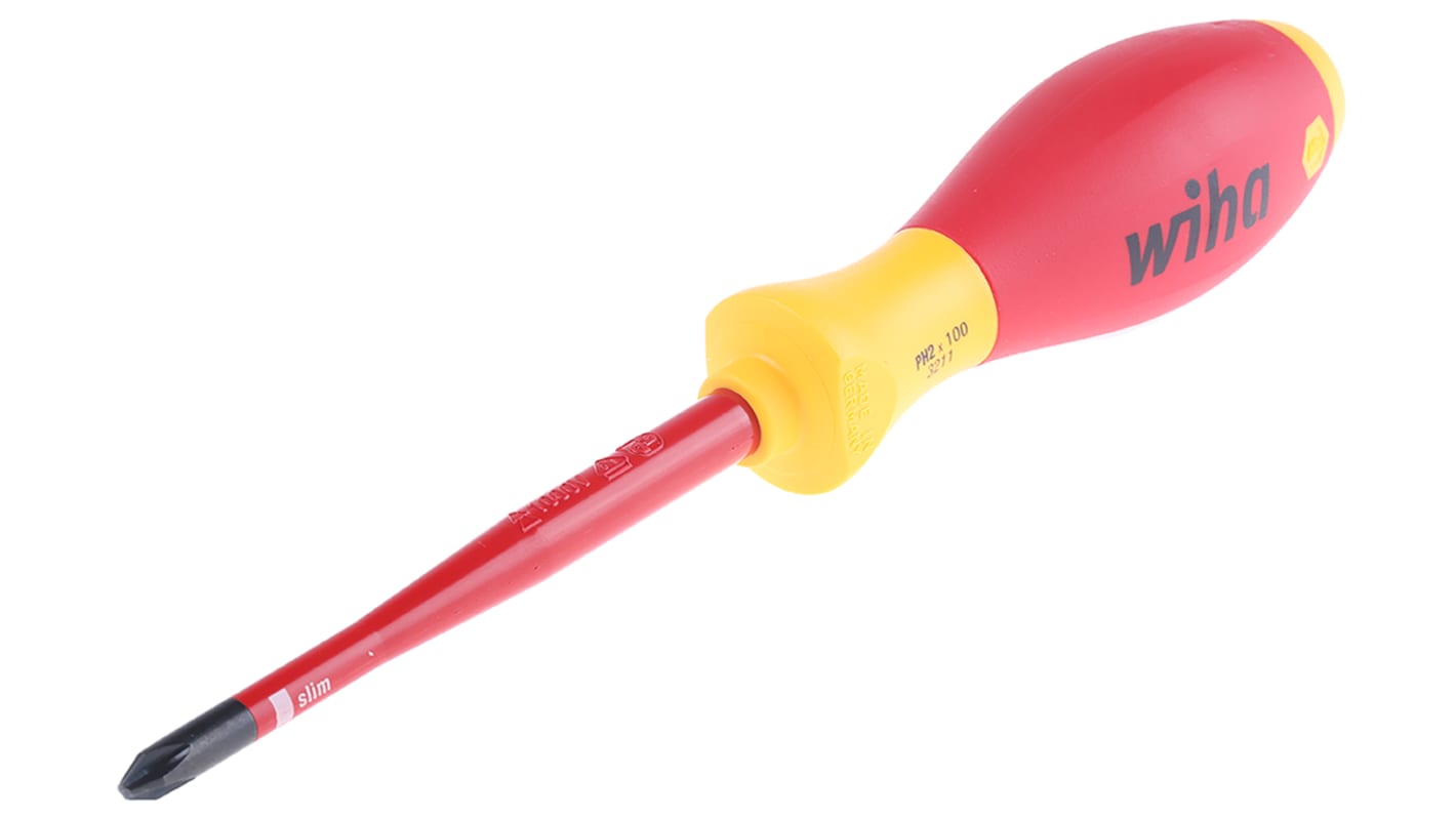 35394 | Wiha Phillips Insulated Screwdriver, PH2 Tip, 100 mm Blade, VDE/1000V, 218 mm Overall | RS