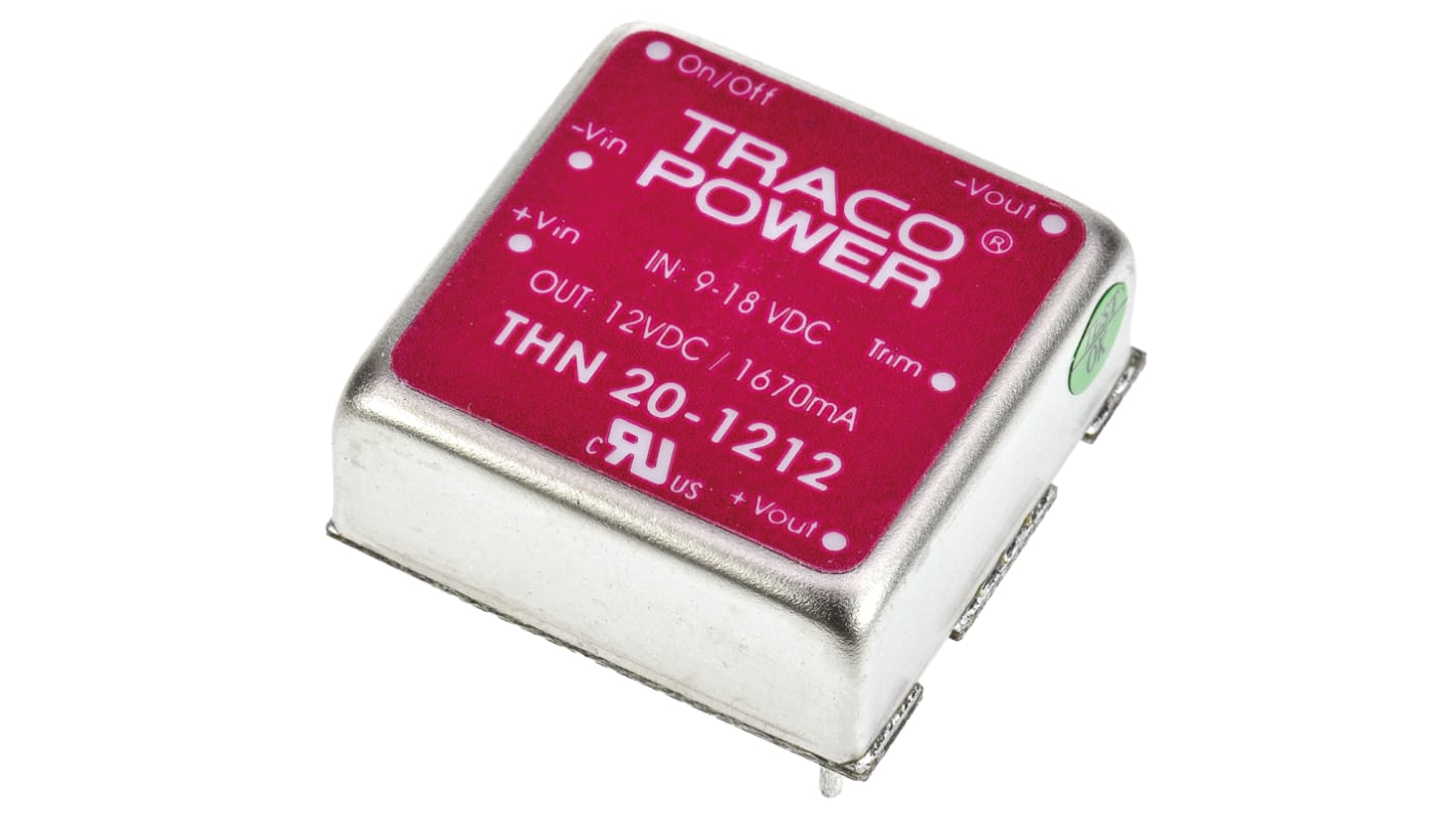 TRACOPOWER DC-DCコンバータ Vout：12V dc 9 → 18 V dc, 20W, THN 20-1212 | RS