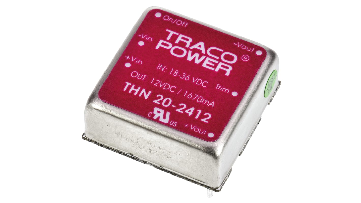 TRACOPOWER DC-DCコンバータ Vout：12V dc 18 → 36 V dc, 20W, THN 20-2412 | RS