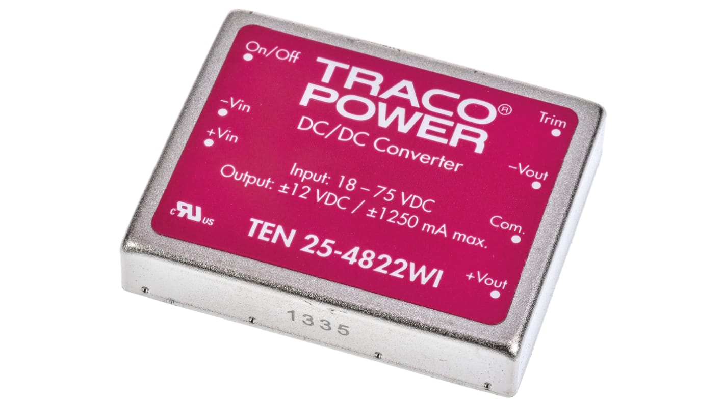 TRACOPOWER DC-DCコンバータ Vout：±12V dc 18 → 75 V dc, 25W, TEN 25-4822WI | RS