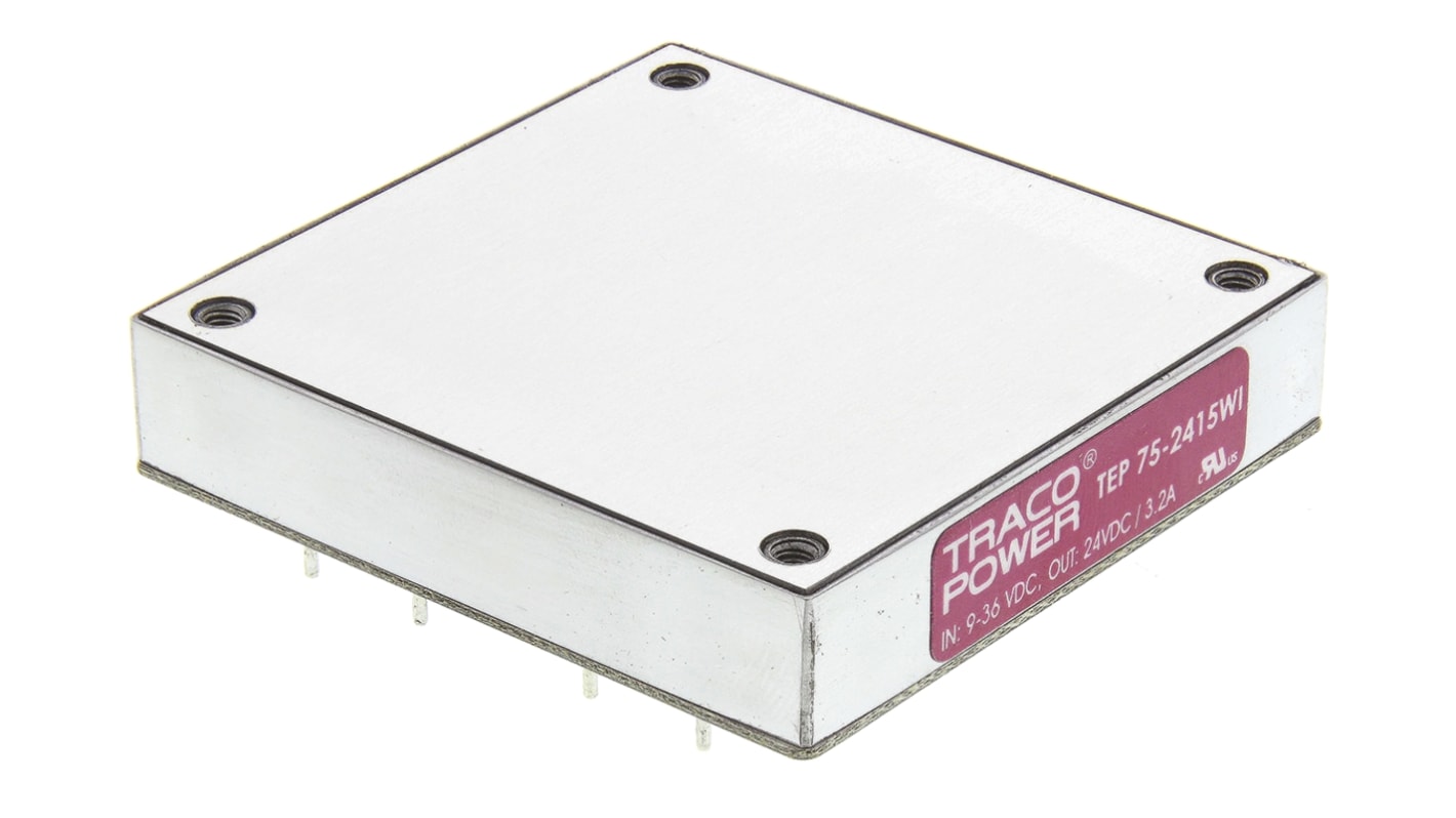 TEP 75-2415WI | TRACOPOWER TEP 75WI DC-DC Converter, 24V dc/ 3.2A Output, 9 → 36 V dc Input, 75W ...