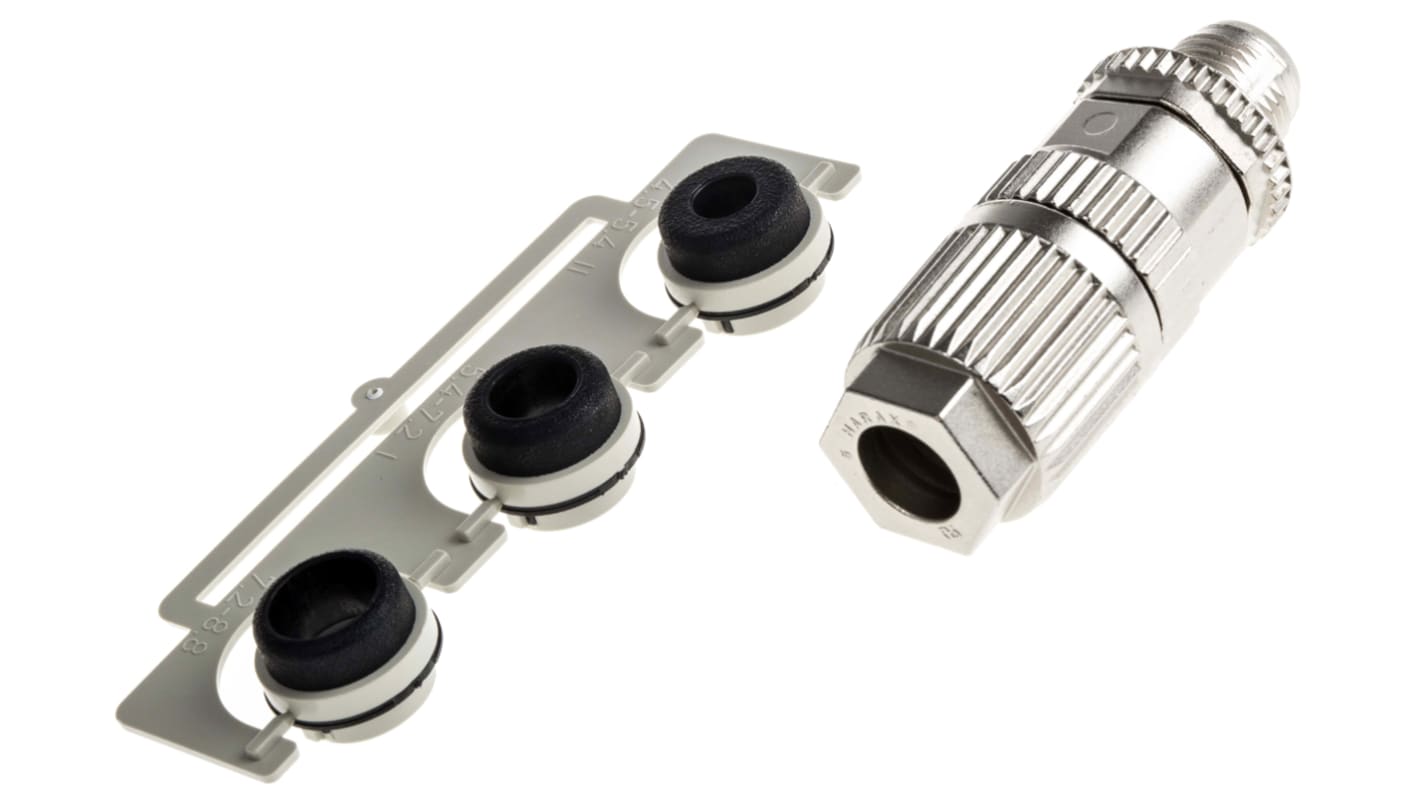 21032821405 | Conector circular Harting macho serie Harax M12 de 4 vías macho, montaje aéreo ...