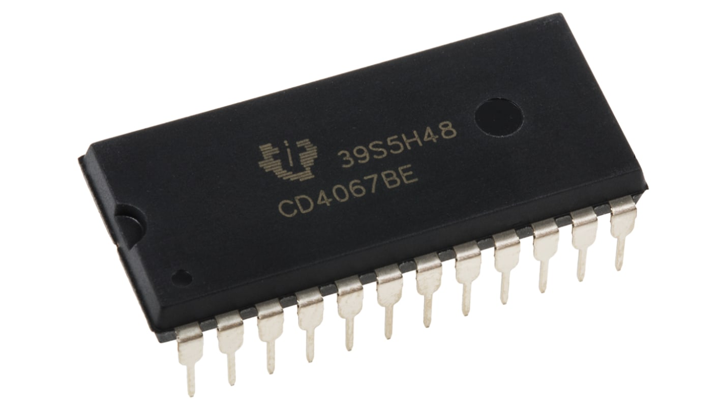 CD4067BEE4 Texas Instruments, Multiplexer Single 16:1, 12 V, 15 V, 5 V, 9 V, 24-Pin PDIP | RS