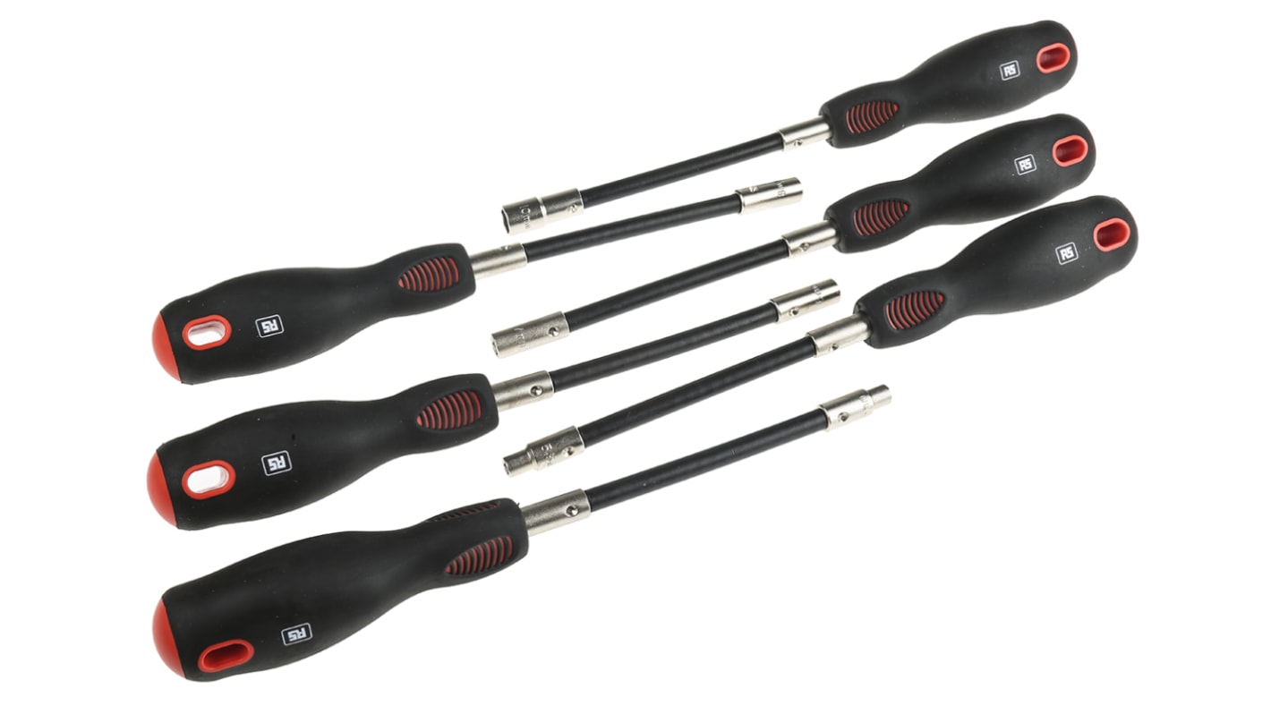 RS PRO Slotted Nut Driver Set, Hexagon: 5 x 150; 5.5 x 150; 6 x 150; 7 ...