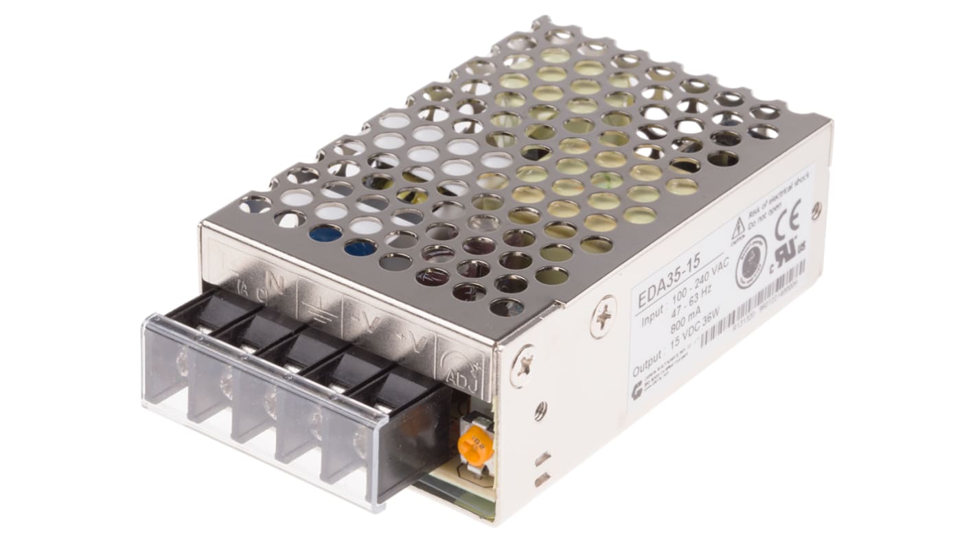 RS PRO Embedded Switch Mode Power Supply SMPS, 15V dc, 2.4A, 36W, 1 ...