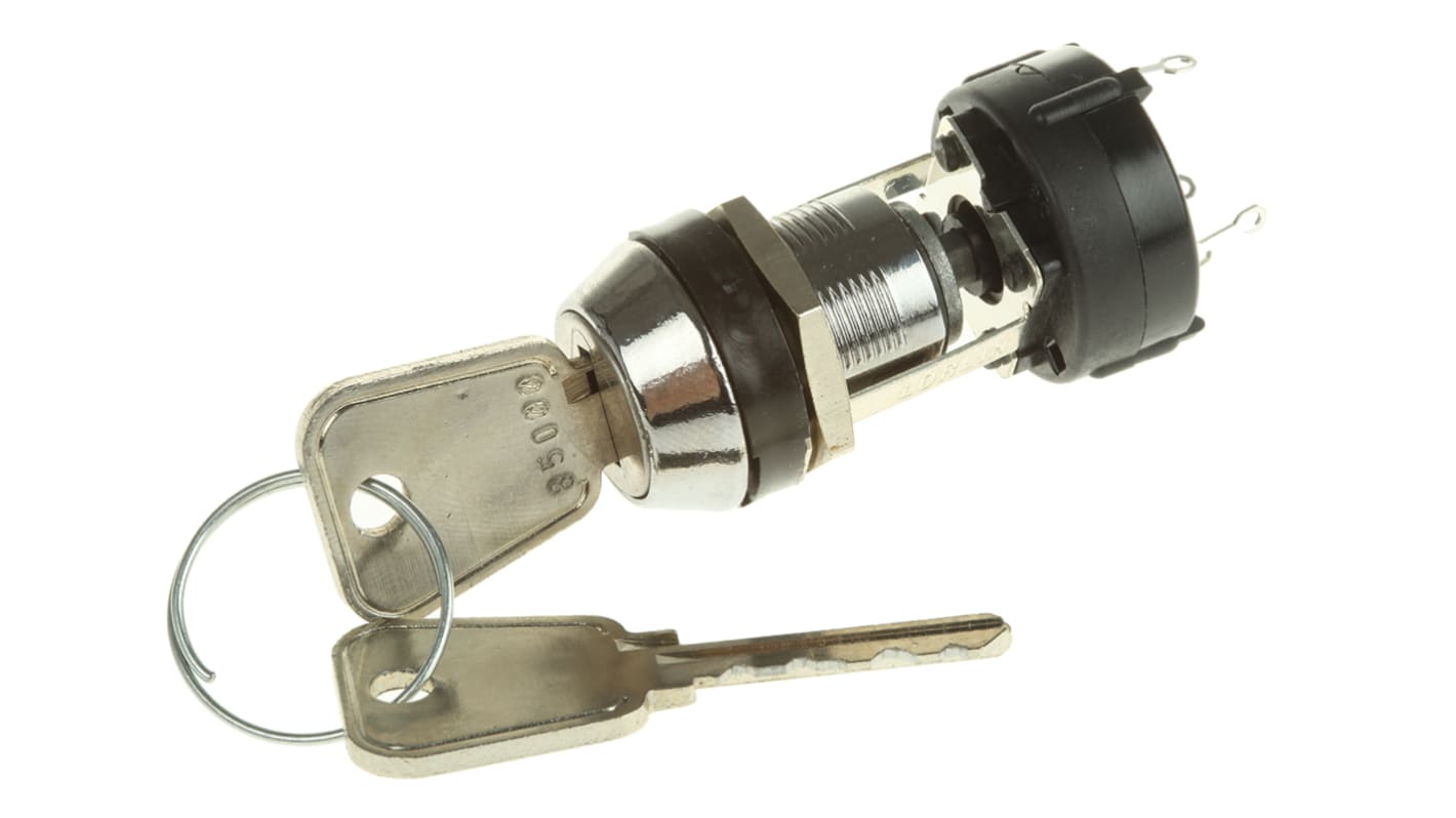 CKL6018 | IP67 High Security Key Switch, SPST, 150 mA @ 250 V ac 4-Way | RS