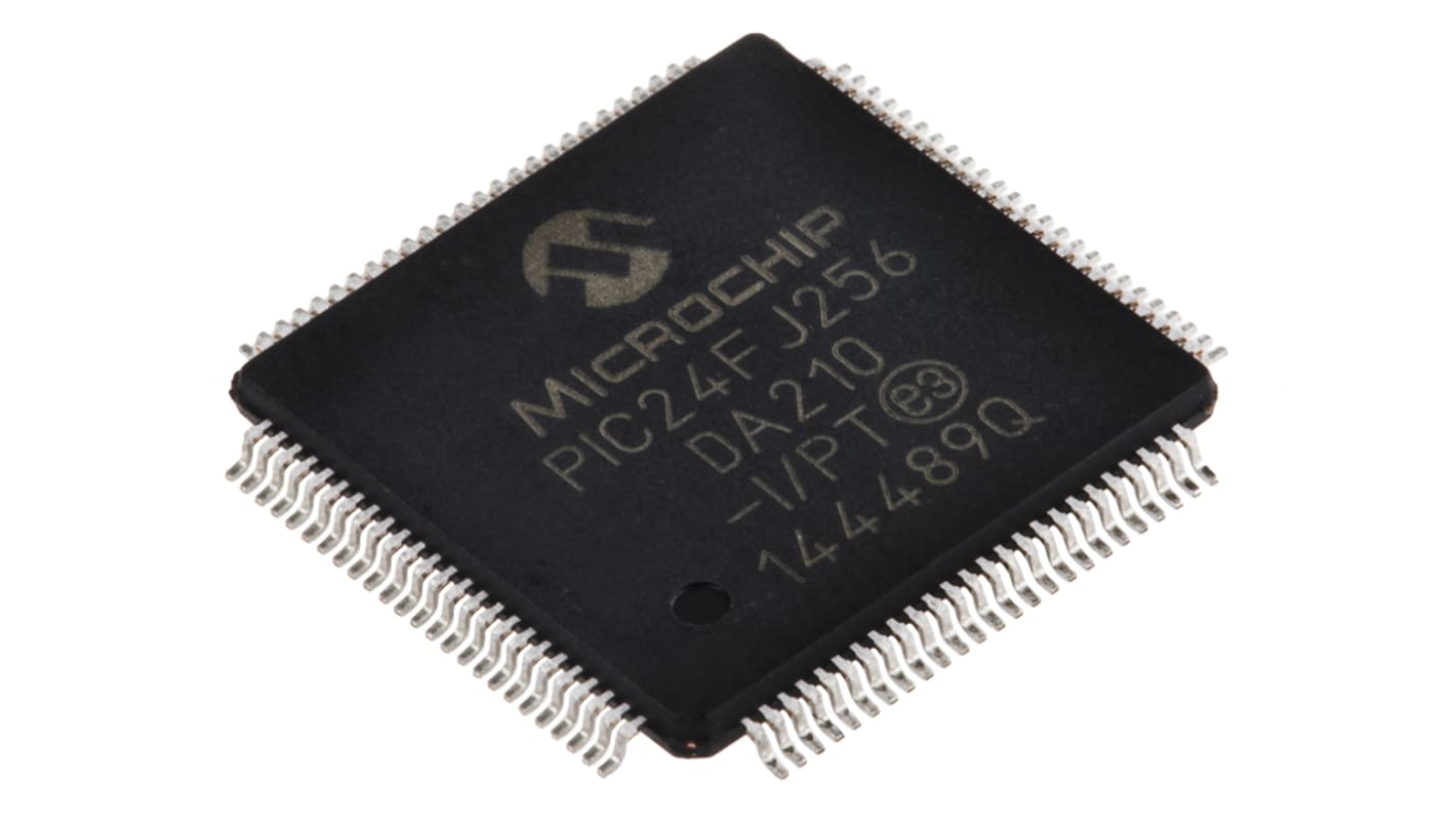 Microchip PIC24FJ256DA210-I/PT, 16bit PIC Microcontroller, PIC24FJ, 32MHz, 256 kB Flash, 100-Pin ...