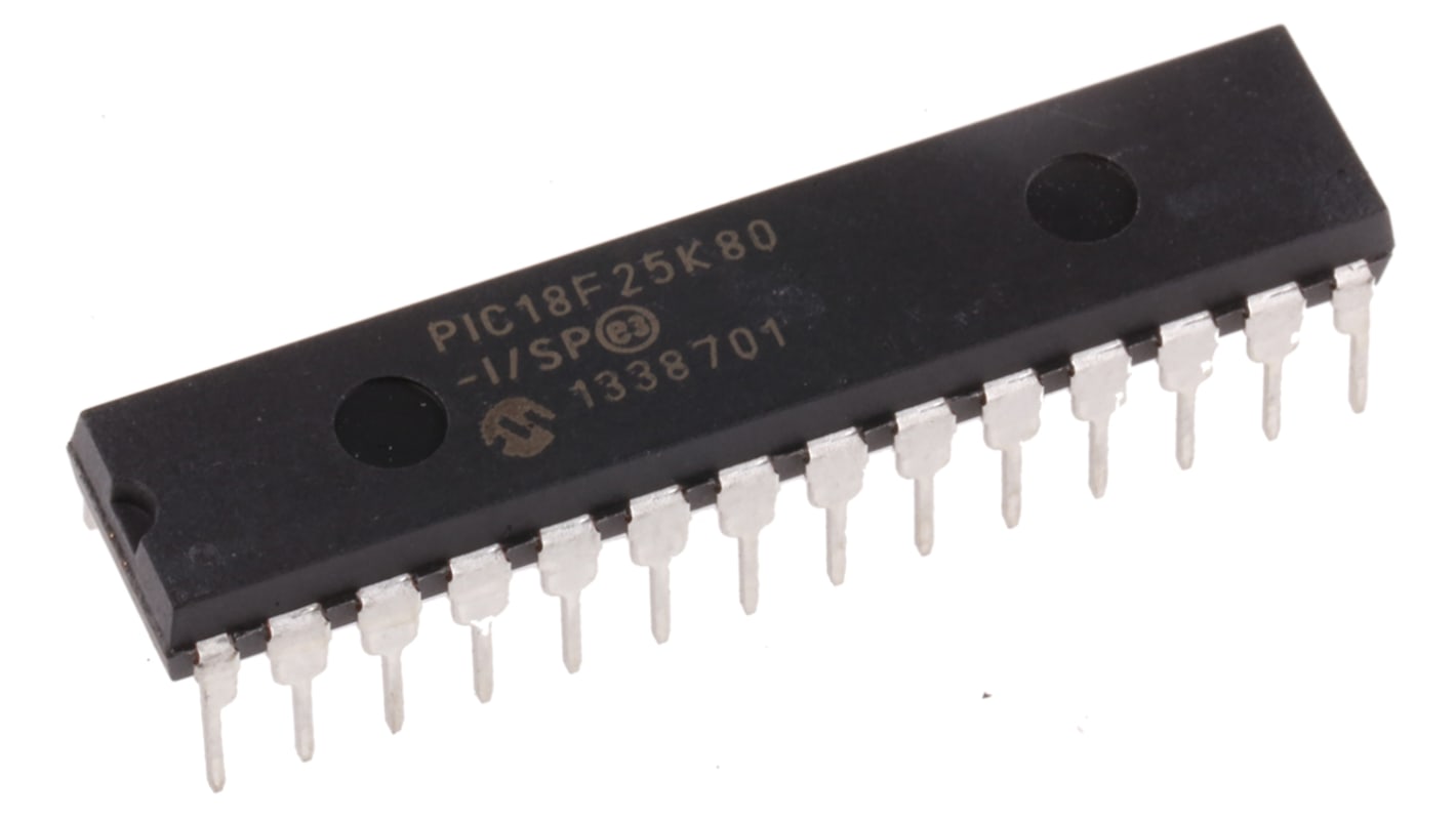 Microchip PIC18F25K80-I/SP, 8bit PIC Microcontroller, PIC18F, 64MHz, 32 kB Flash, 28-Pin SPDIP | RS