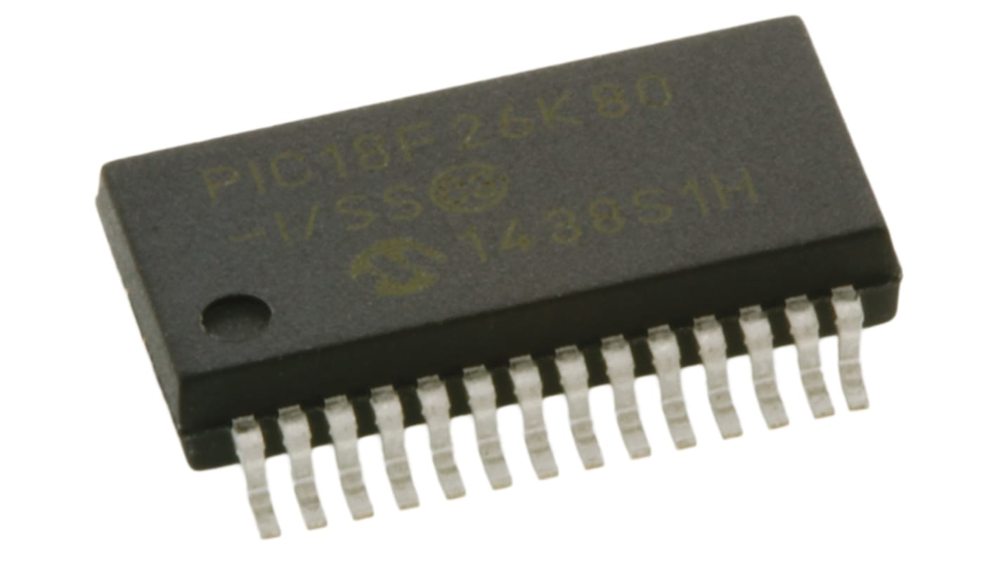 Microchip PIC18F26K80-I/SS, 8bit PIC Microcontroller, PIC18F, 64MHz, 64 kB Flash, 28-Pin SSOP | RS