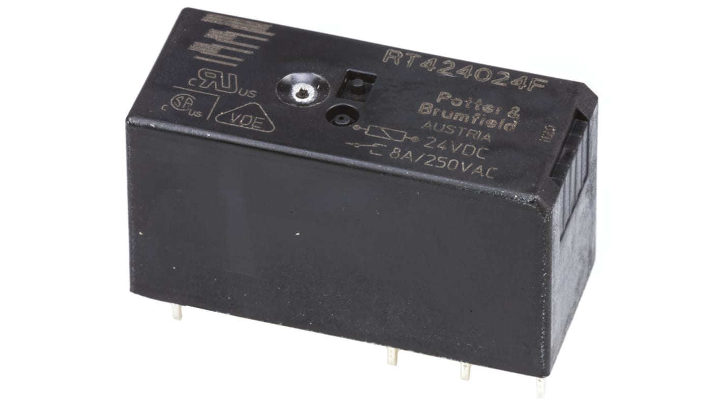 RT424024F | TE Connectivity リレー 24V dc, 2c接点 基板実装タイプ | RS