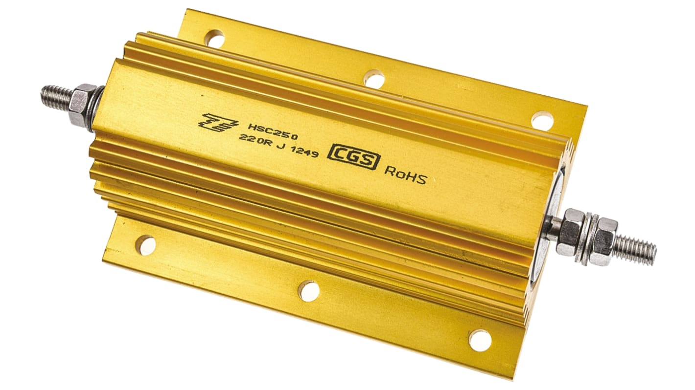 TE Connectivity, 220Ω 250W Wire Wound Chassis Mount Resistor ...