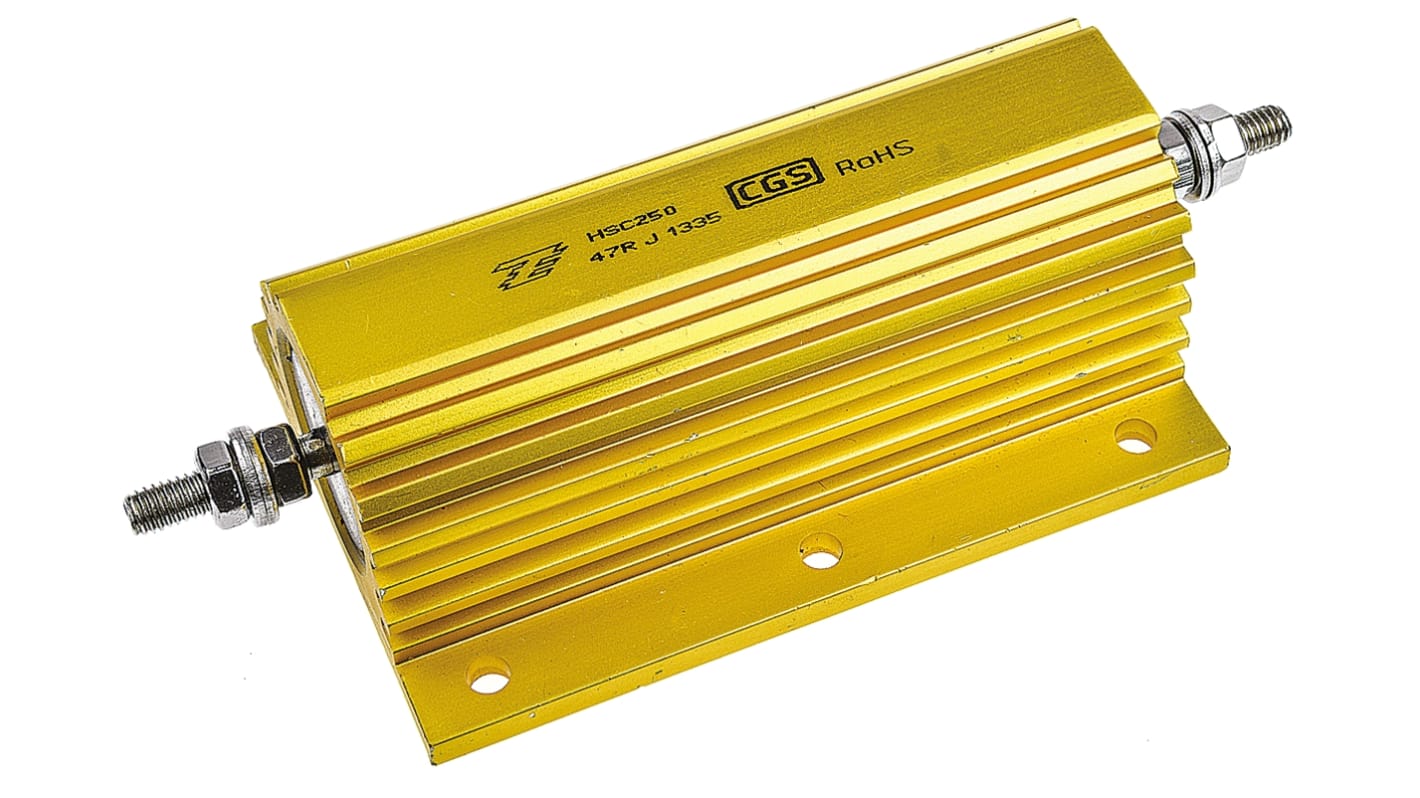 TE Connectivity, 47Ω 250W Wire Wound Chassis Mount Resistor HSC25047RJ ...