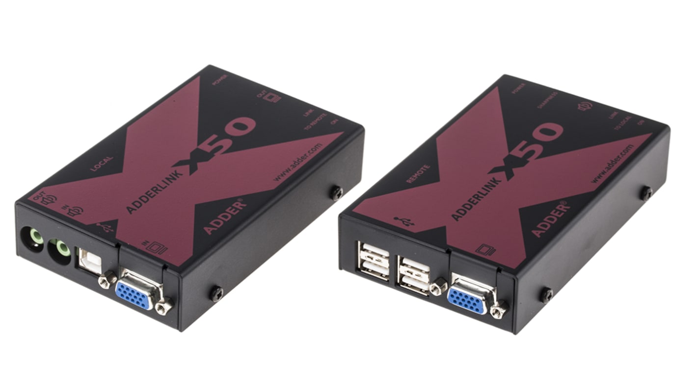 X50-UK | Adder VGA over CATx Extender Pair 50m, 1920 x 1200 Maximum ...