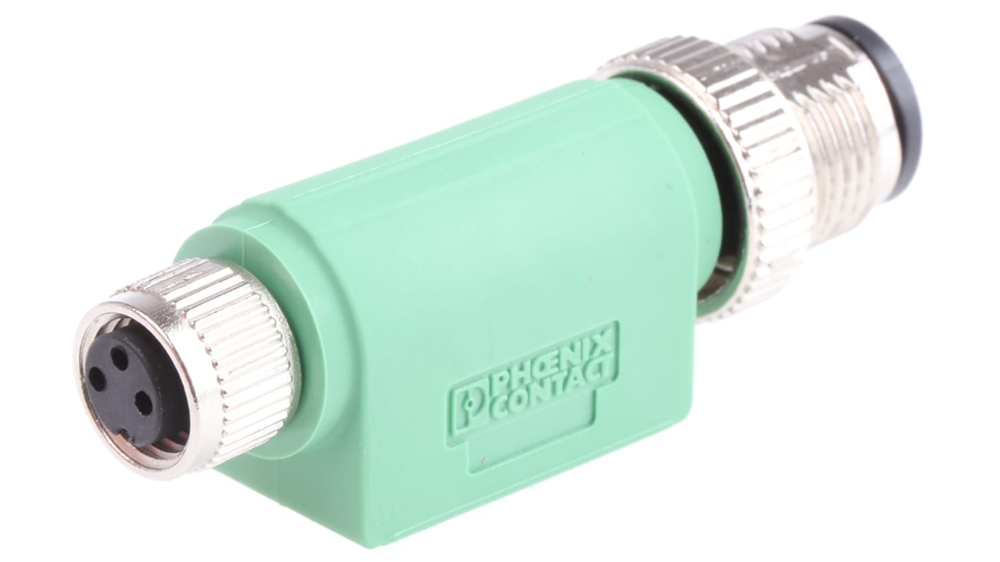 1519752 | Phoenix Contact 3 Pole M12 Plug to 3 Pole M8 Socket Adapter | RS