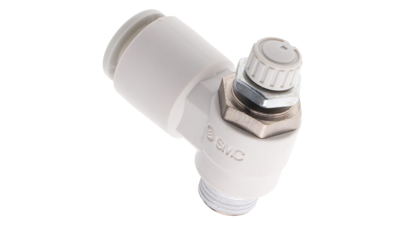 Regulador de caudal SMC AS2201F-01-08S, Macho R 1/8 x 8mm, 1/8 in x 1/8 in | RS