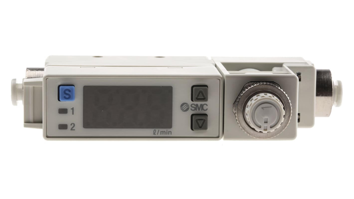 PFM710S-C4-B | SMC Compact Mount Flow Controller, 0.2 → 10 L/min, PNP Output, 24 V dc, 4 mm Pipe ...
