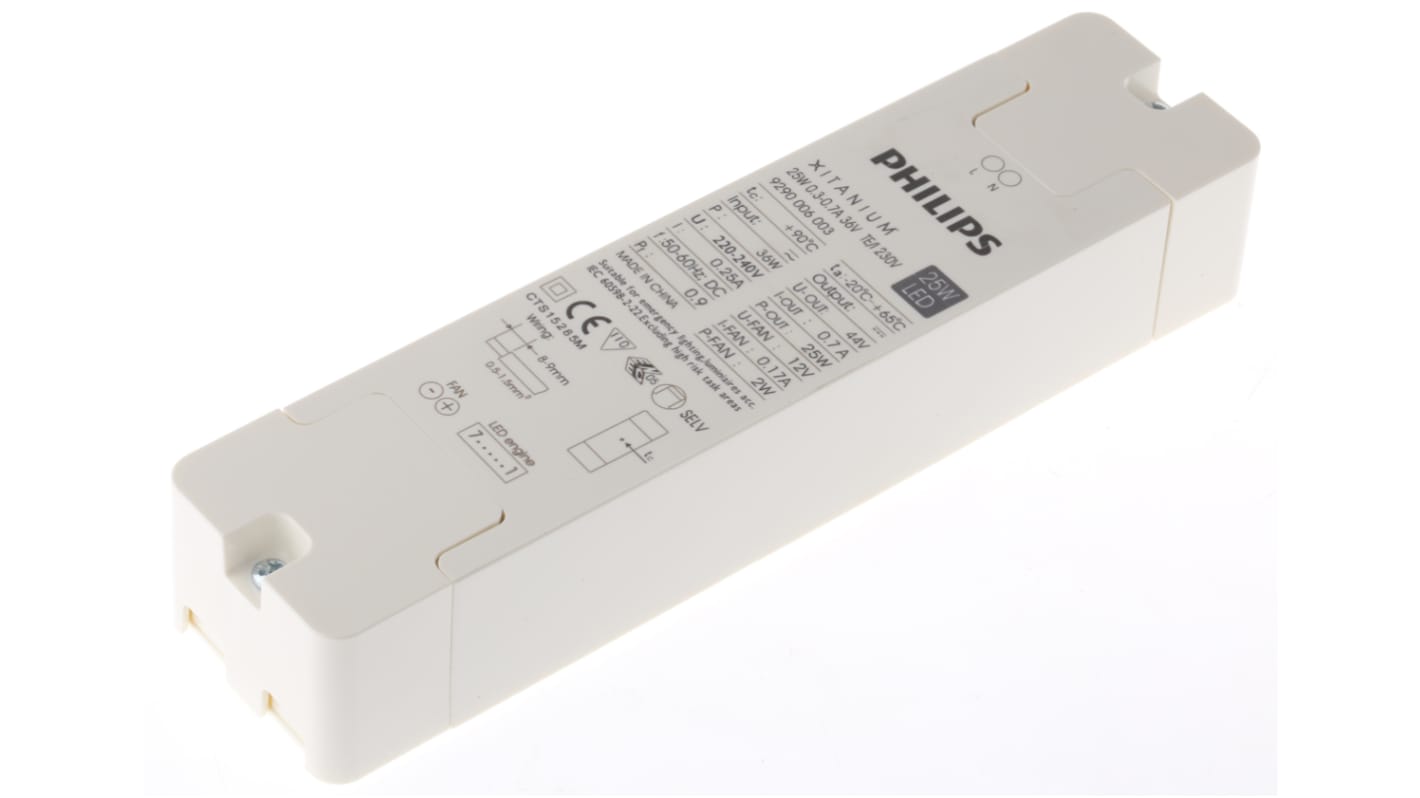 929000600303 | Philips Lighting, 25 → 36V Output, 25W Output, 300 → 700mA Output, Constant ...