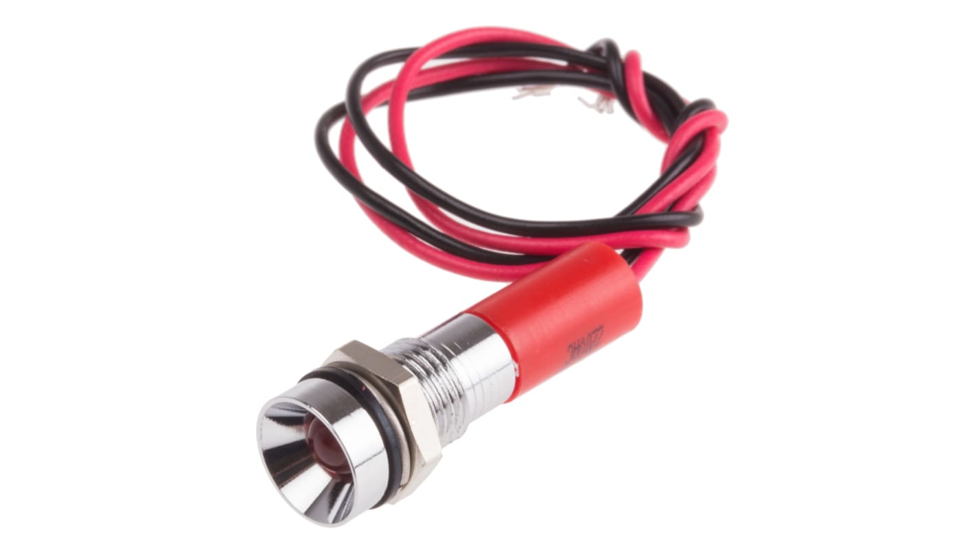 RS PRO Red Panel Mount Indicator, 220V ac, 8mm Mounting Hole Size, Lead ...