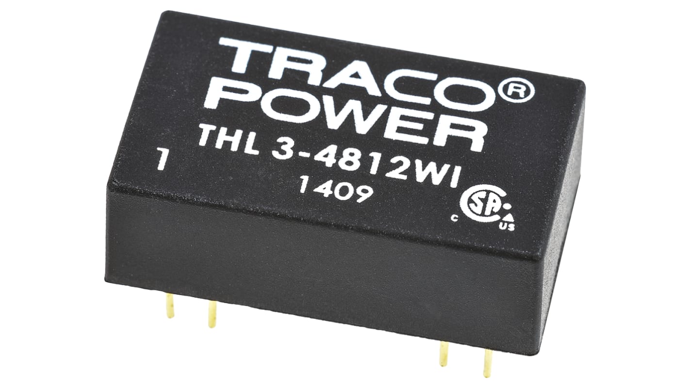 THL 3-4812WI | TRACOPOWER THL 3WI DC-DC Converter, 12V dc/ 250mA Output, 18 → 75 V dc Input, 3W ...