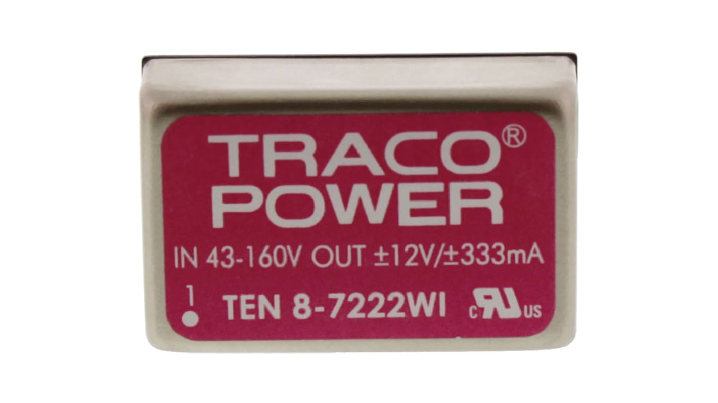 TRACOPOWER DC-DCコンバータ Vout：±12V dc 43 → 160 V dc, 8W, TEN 8-7222WI | RS