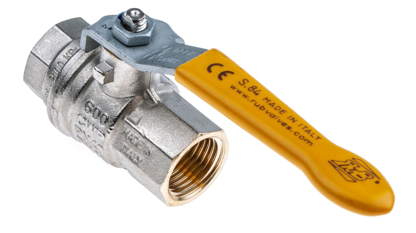 RS PRO Brass Full Bore, 2 Way, Ball Valve, BSPP 1/2in, 40 → 30bar ...