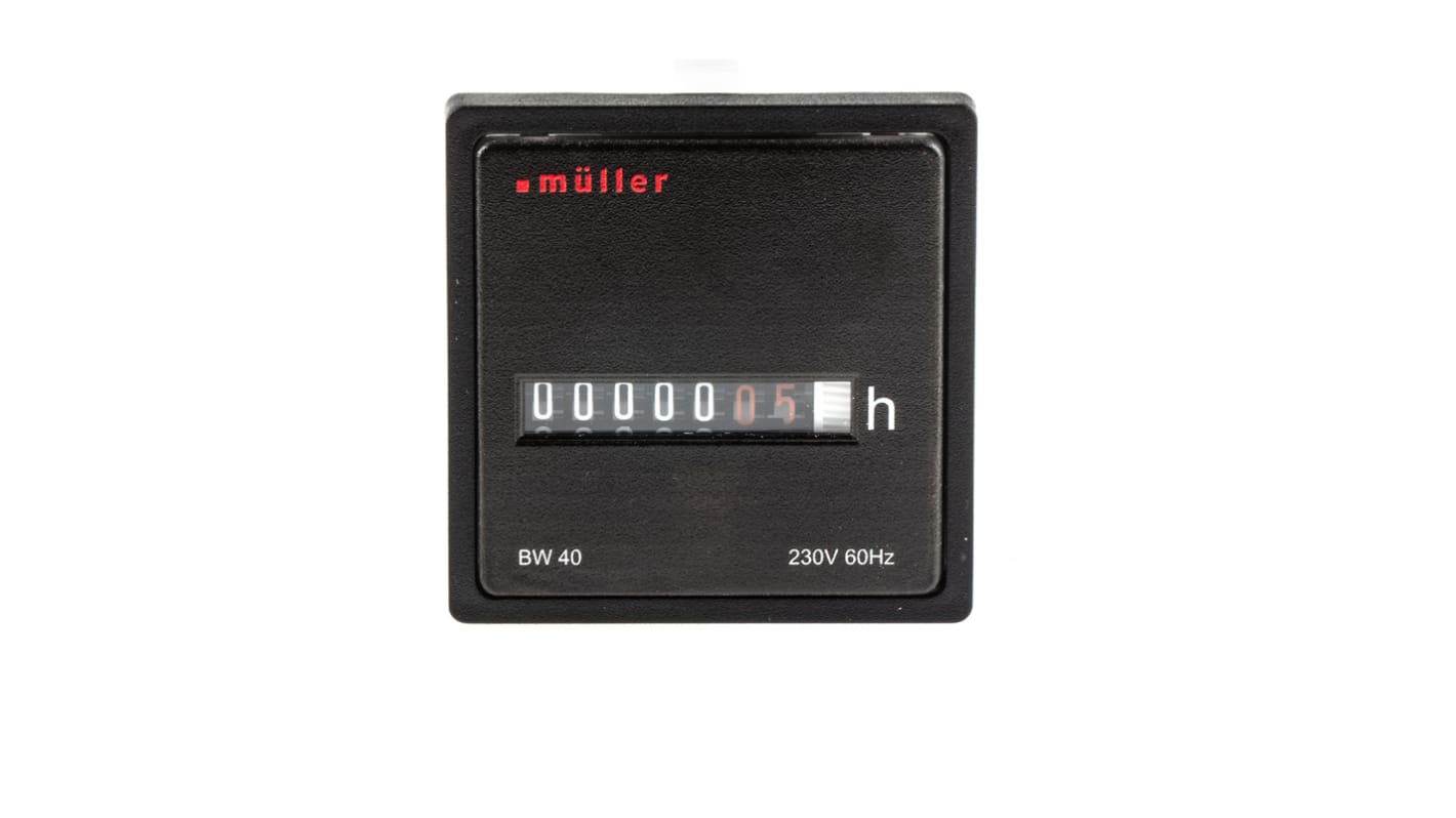 BW 40.28 230V 60 Hz | Muller BW40 Hour Meter Counter, 6 Digit, 60 Hz ...