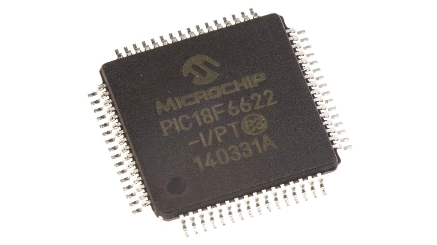 PIC18F6622-I/PT | Microchip Mikrocontroller PIC18F PIC 8bit SMD 1024 kB, 64 kB TQFP 64-Pin 40MHz ...