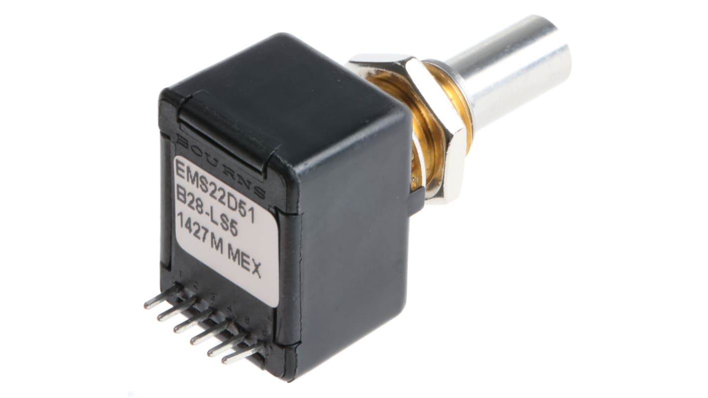 EMS22D51-B28-LS5 | Bourns 512 Pulse Incremental Mechanical Rotary Encoder with a 6.34 mm Plain ...
