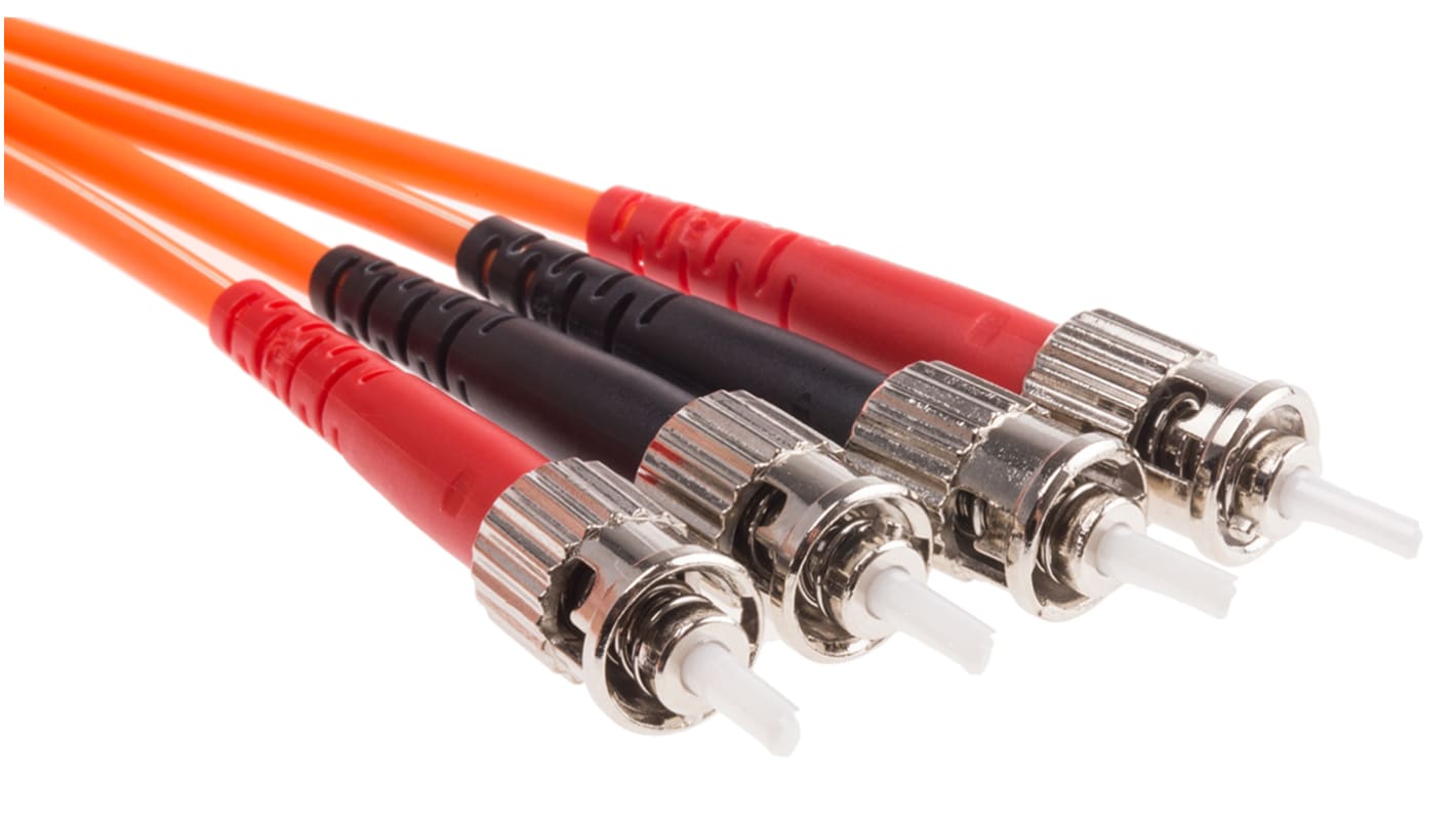 RS PRO ST to ST Duplex Multi Mode OM1 Fibre Optic Cable, 62.5/125μm ...
