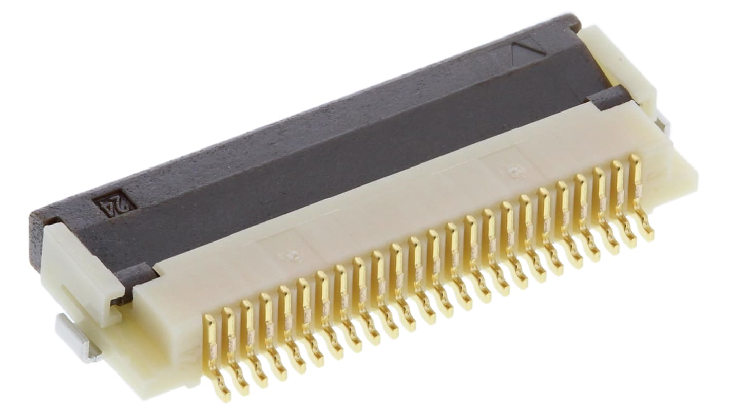 Hirose 24p0.5mm间距FPC连接器插座, 单排, 表面贴装安装, 500mA, 50 V 交流, 直角, FH12-24S-0 ...