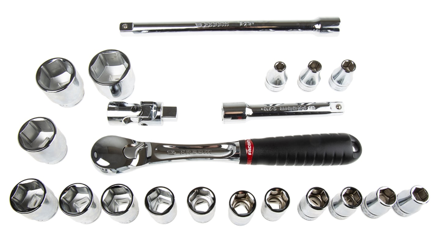 SL.DBOX1PB | Facom 21-Piece Metric 1/2 in Standard Socket Set with ...