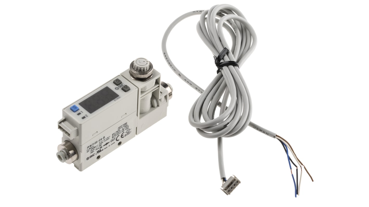 PFM710S-C4-B-W | SMC PFM Series Integrated Display Flow Switch for Dry Air, Gas, 0.2 L/min Min ...