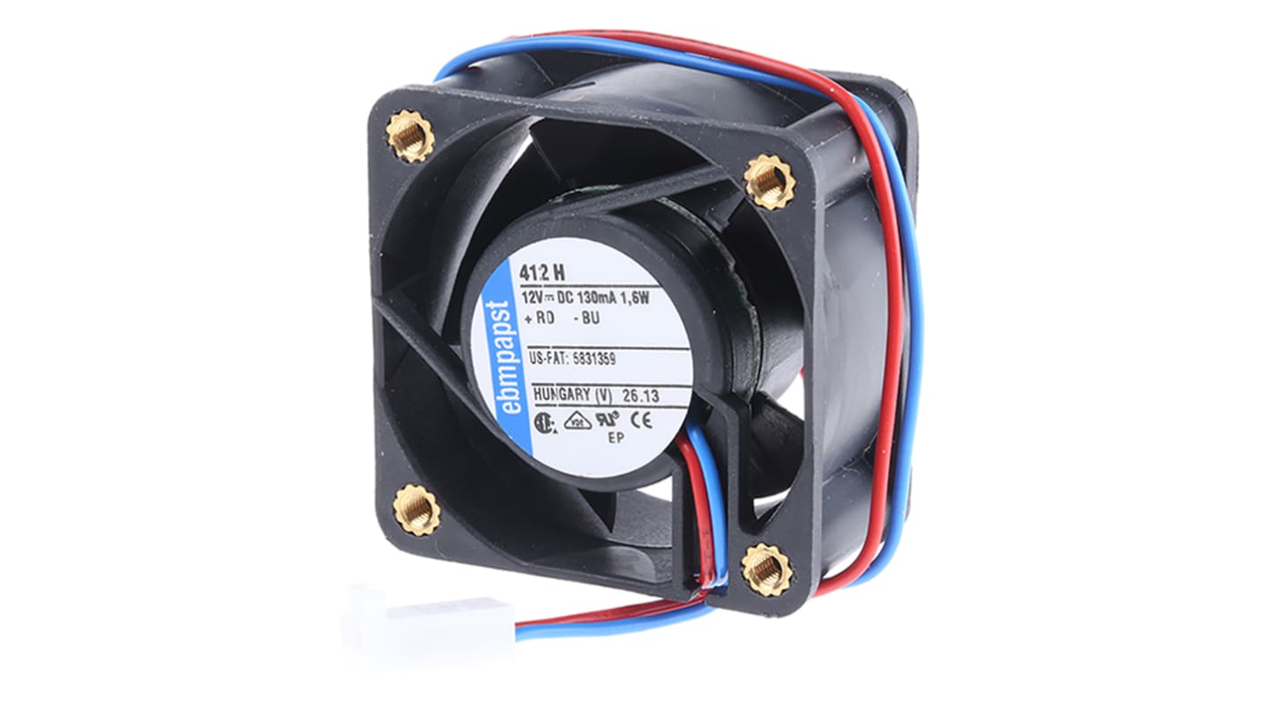 412H-RS0 | ebm-papst 400 Series Axial Fan, 12 V dc, DC Operation, 13 ...