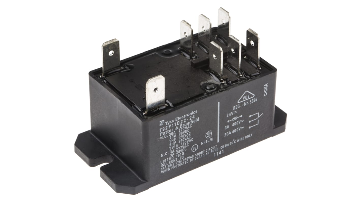 5-1393211-4 | TE Connectivity PCB Mount Power Relay, 24V dc Coil, 30A ...