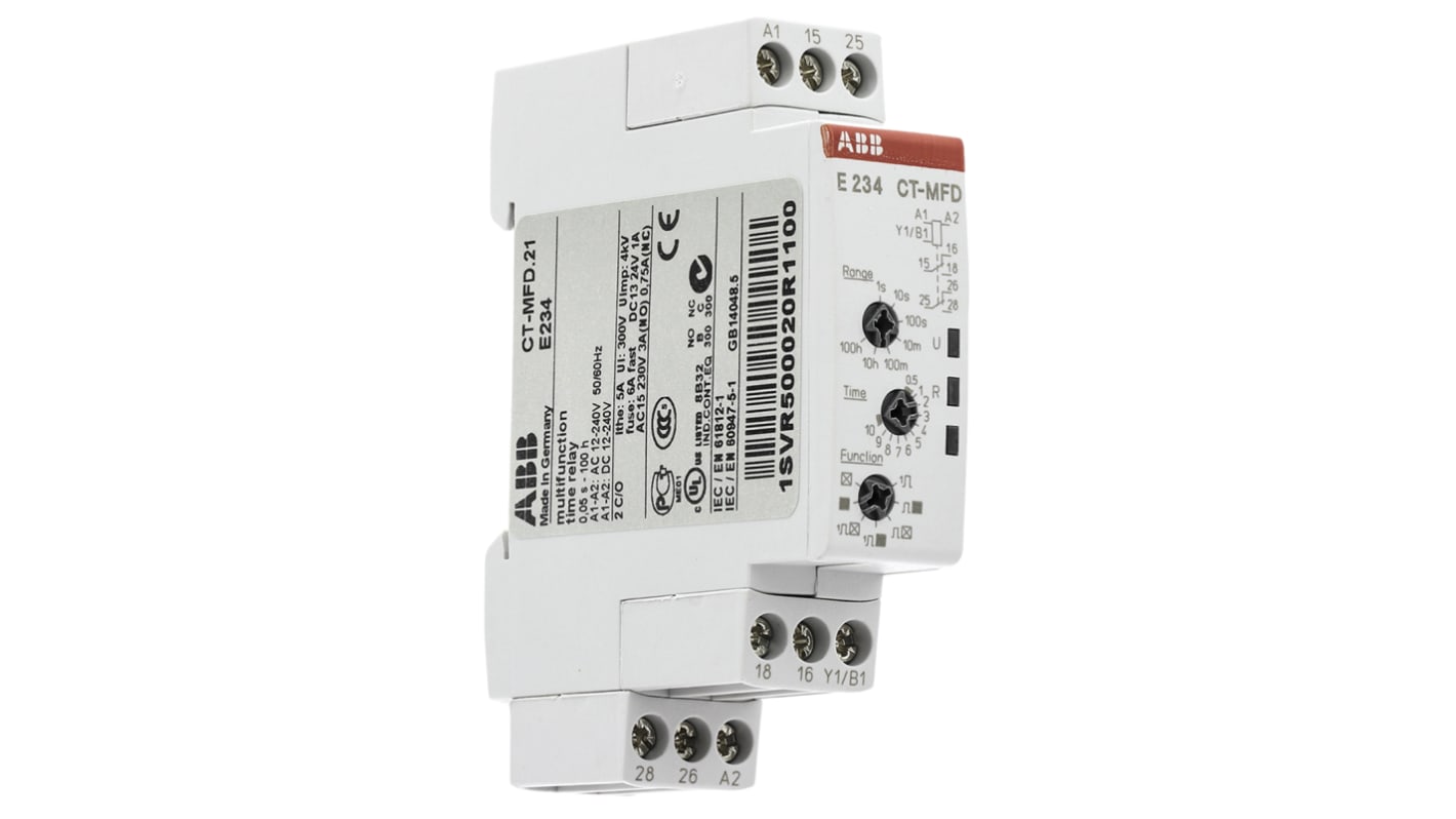 1SVR500020R1100 CT-MFD.21 | ABB DIN Rail Mount Timer Relay, 12 → 24V ac ...