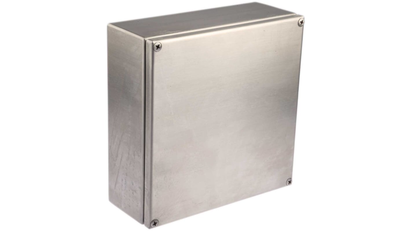 RS PRO Unpainted Stainless Steel Terminal Box, IP66, 200 x 200 x 80mm | RS