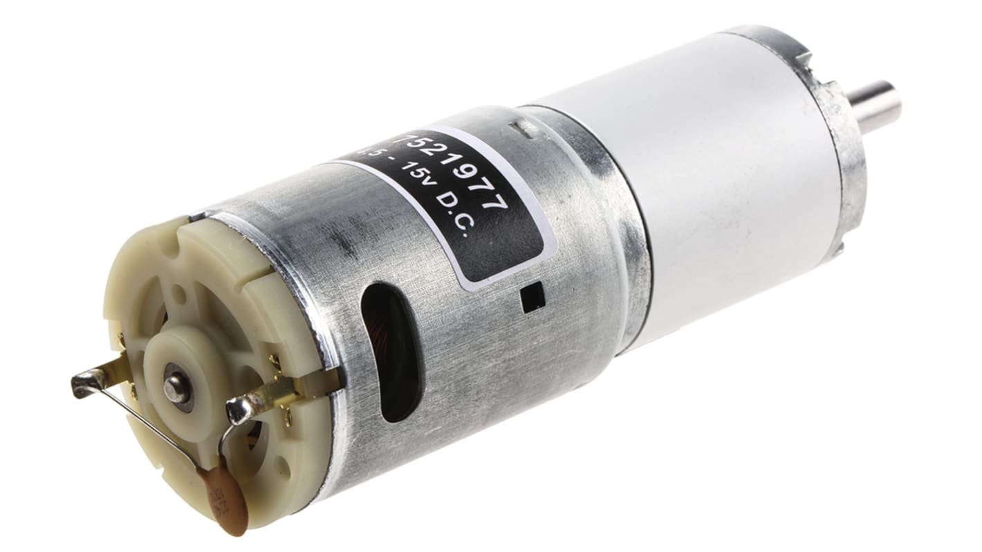 RS PRO Geared DC Motor, 21.2 W, 4.5 → 15 V dc, 154.4 gcm, 6000 rpm, 6mm ...