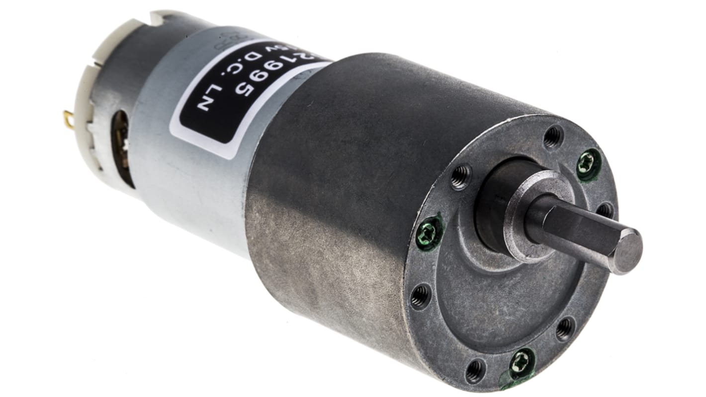 RS PRO Geared DC Motor, 7 W, 4.5 → 15 V dc, 114 gcm, 7300 rpm, 6mm ...