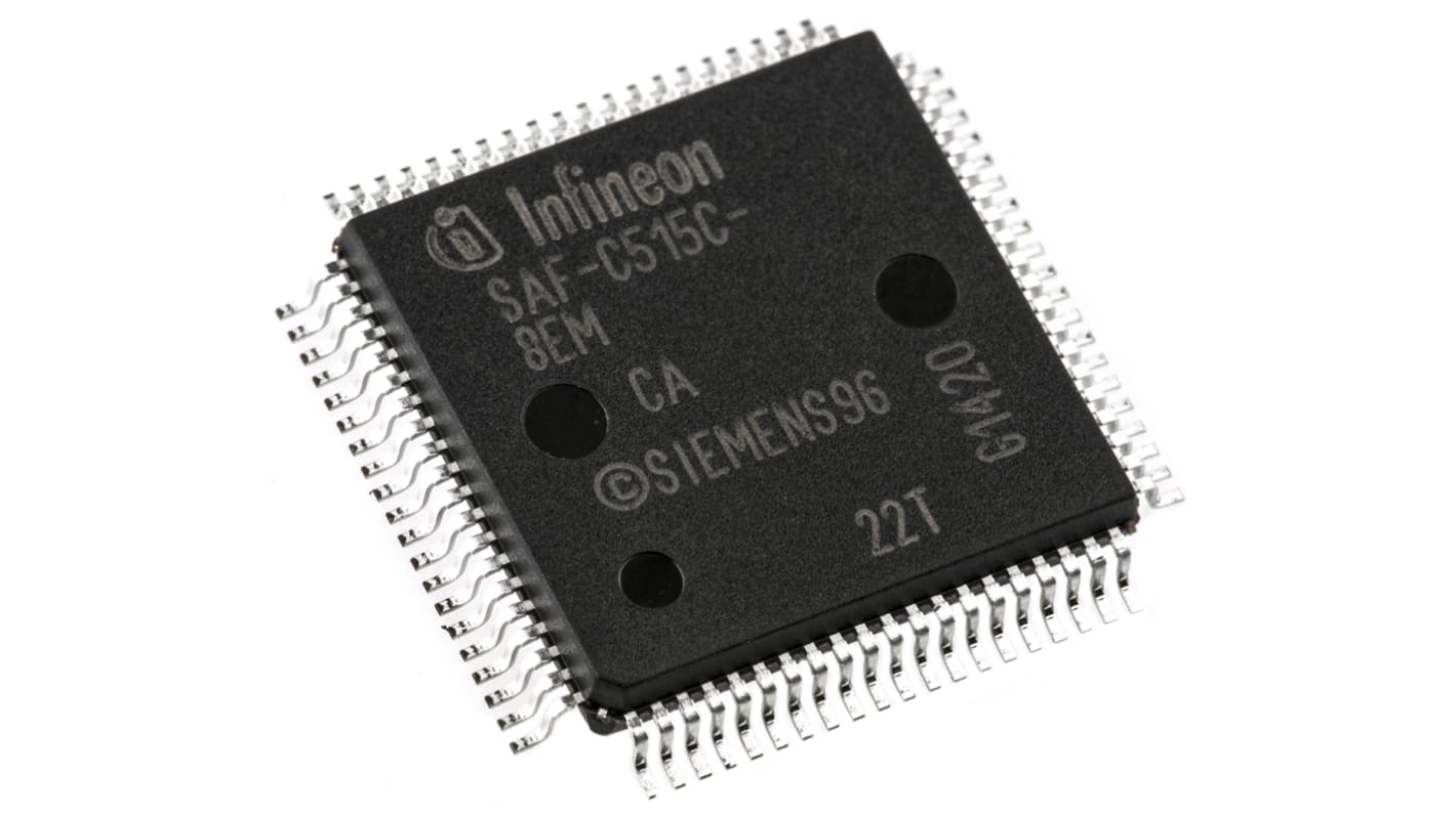 Infineon C515C8EMCAFXQMA1, 8bit 8051 Microcontroller, C515C, 10MHz, 64 kB OTP, 80-Pin MQFP | RS