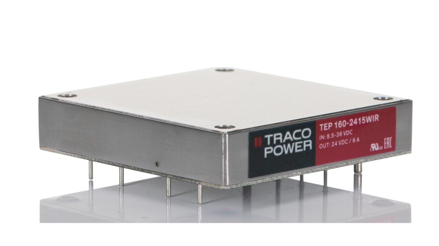 TEP 160-2415WIR | TRACOPOWER TEP 160WIR DC-DC Converter, 24V dc/ 6A Output, 8.5 → 36 V dc Input ...
