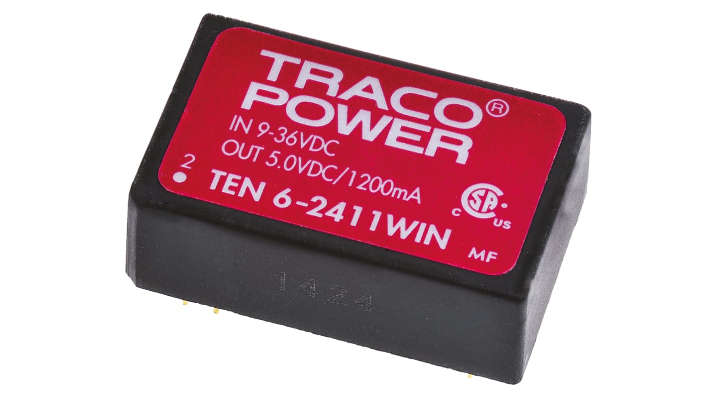 TEN 6-2411WIN | TRACOPOWER TEN 6WIN DC-DC Converter, 5V dc/ 1.2A Output ...