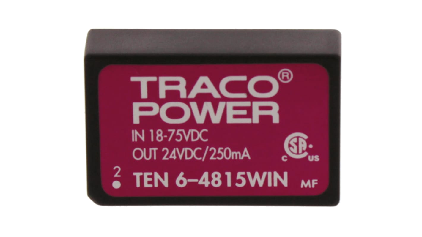 TRACOPOWER DC-DCコンバータ Vout：24V dc 18 → 75 V dc, 6W, TEN 6-4815WIN | RS
